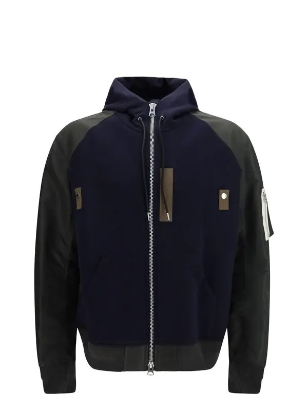 Sacai Cotton Blend And Twill Hoodie - Multicolor