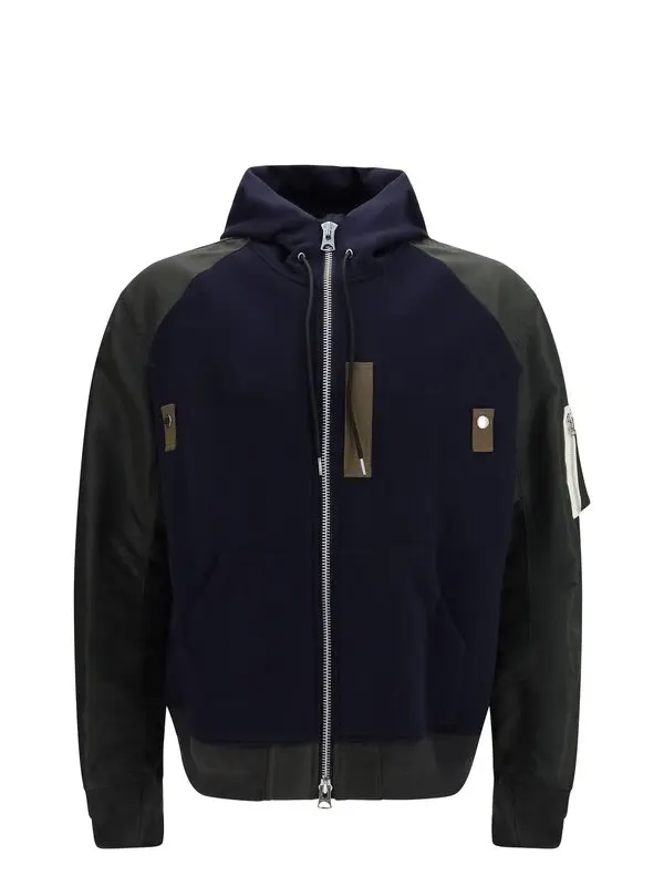 Sacai Cotton Blend And Twill Hoodie - Multicolor