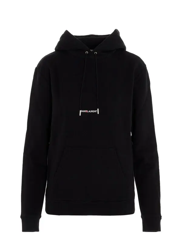 Saint Laurent Logo Print Hoodie - Black