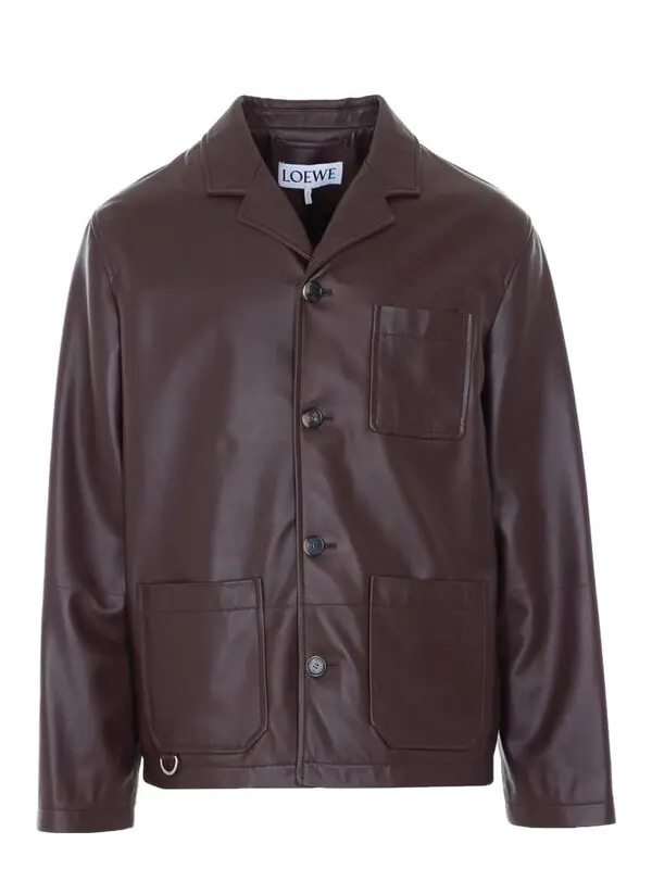 Loewe Leather Workwear Jacket - Brown