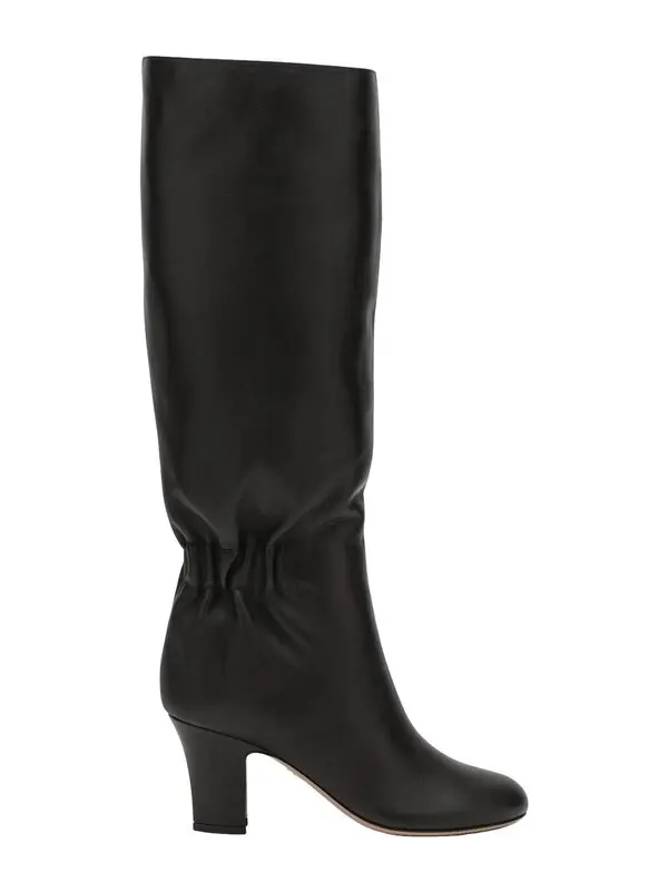 FERRAGAMO Leather Ruched Boots - Brown