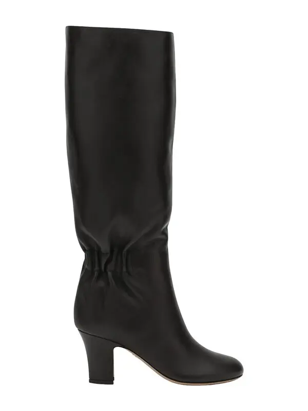 FERRAGAMO Leather Ruched Boots - Brown