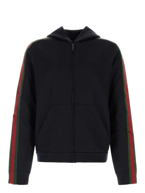Gucci Web Detail Cotton And Silk Hoodie - Multicolor