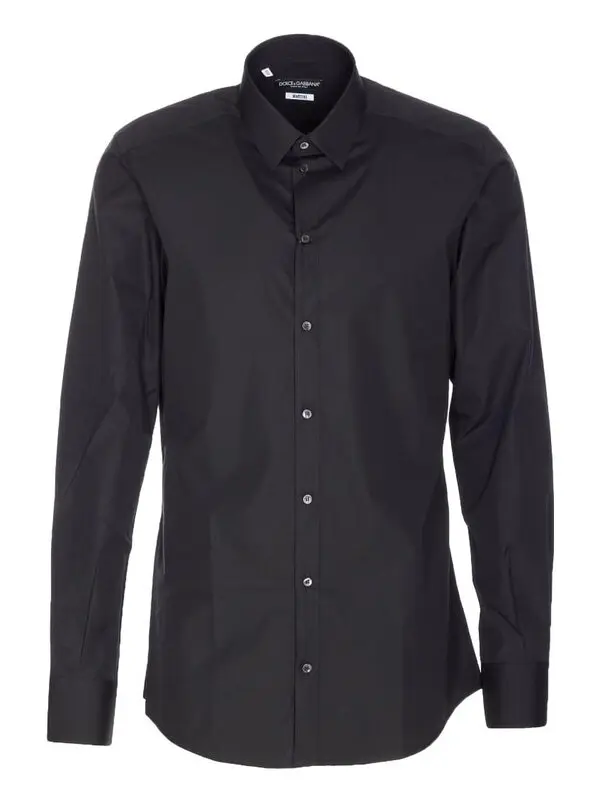 Dolce & Gabbana Stretch Cotton Gold-fit Shirt - Black