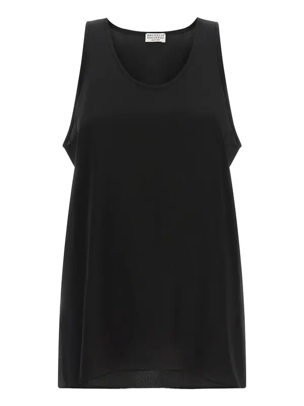 Brunello Cucinelli Monile Silk Tank Top - Black