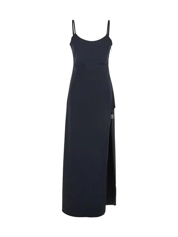 Coperni Long Dress With Thin Straps And Side Logo Plaque - Multicolor