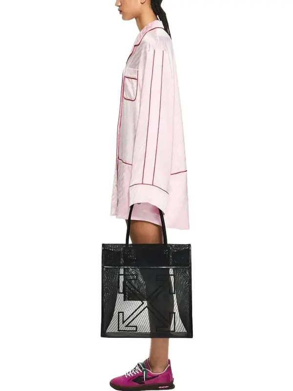 Off-White Logo Print Sheer Tote Bag - Black