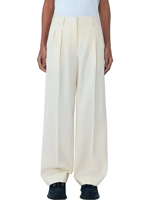 Moncler Cotton Gabardine Wide-leg Tailored Pants - Multicolor