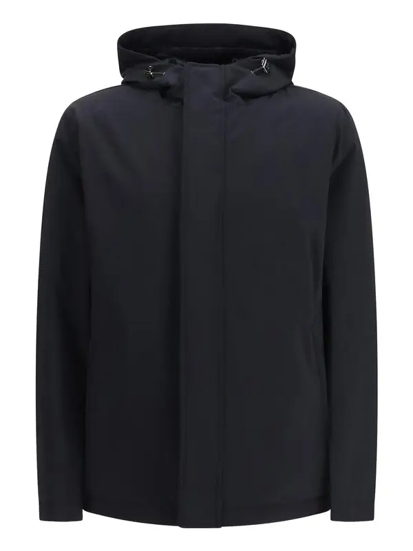 Herno Water-repellent Nylon Hooded Padded Jacket - Black