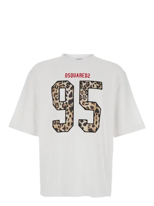 Dsquared2 T-shirt With Maxi Logo On The Front In Cotton For - White