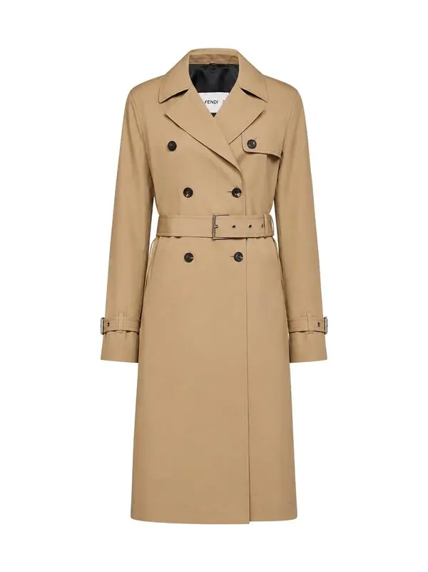 Fendi Rope Cotton Gabardine Belted Midi Trench Coat - Multicolor