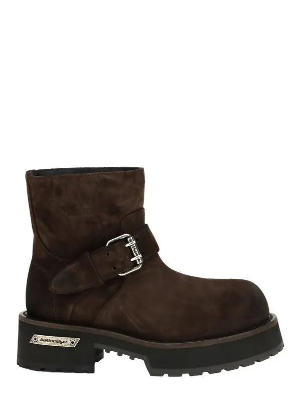 Balenciaga Venom Mini Waxed Suede Calf Leather Ankle Boots - Brown