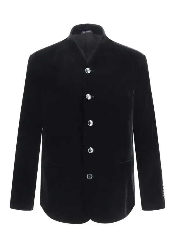 Giorgio Armani Blazer One Shot In Stretch Viscose And Cupro Velvet - Black