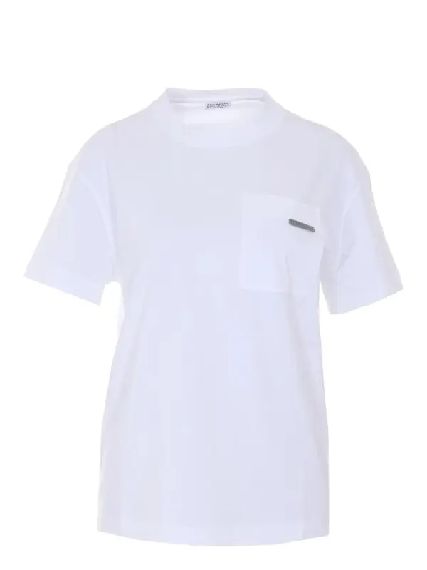 Brunello Cucinelli T-shirt With Shiny Tab - White