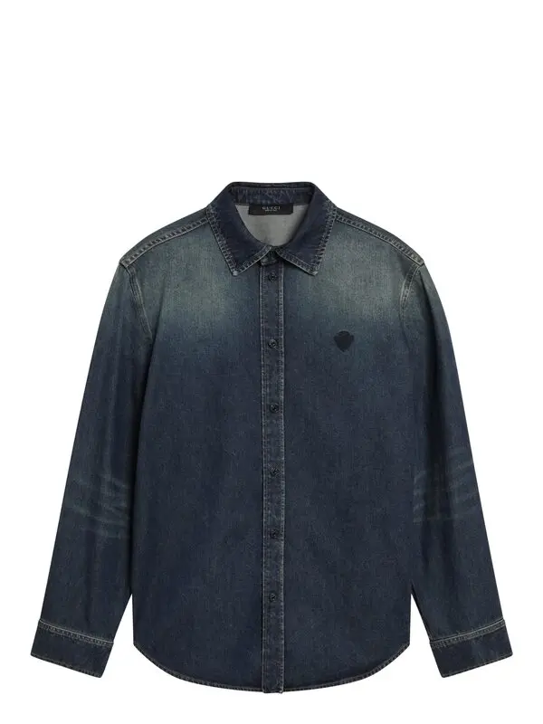 Gucci Denim Shirt With Washed Effect - Blue