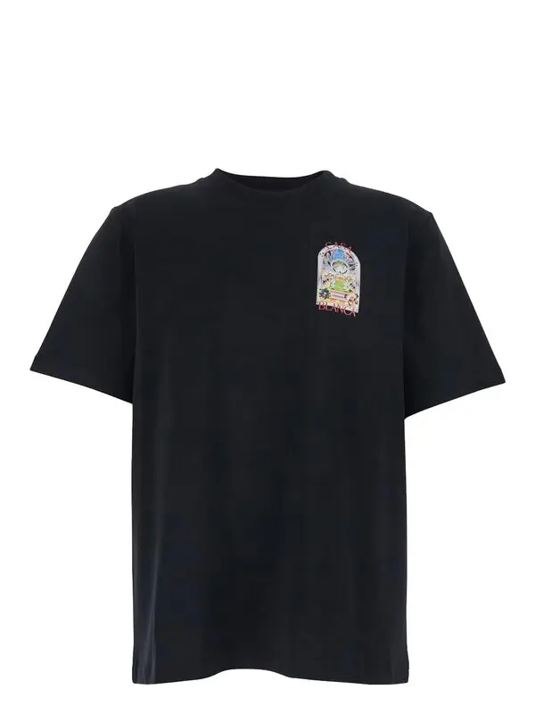 Casablanca Black T-shirt With Logo Detail On The Front And Maxi Logo On The Back In Cotton - Multicolor