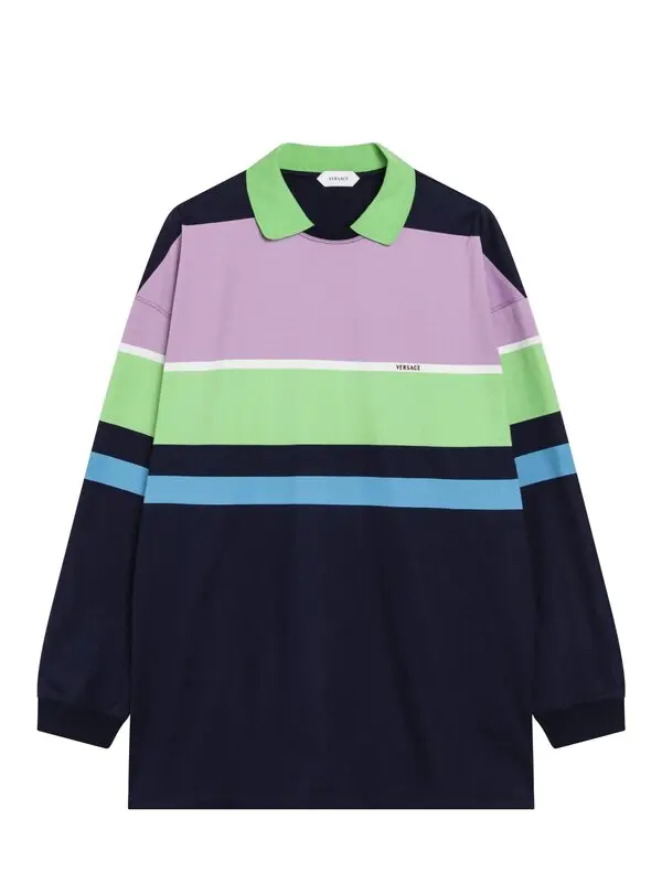 Versace Color-block Striped Long-sleeve Cotton Mini Dress - Multicolor