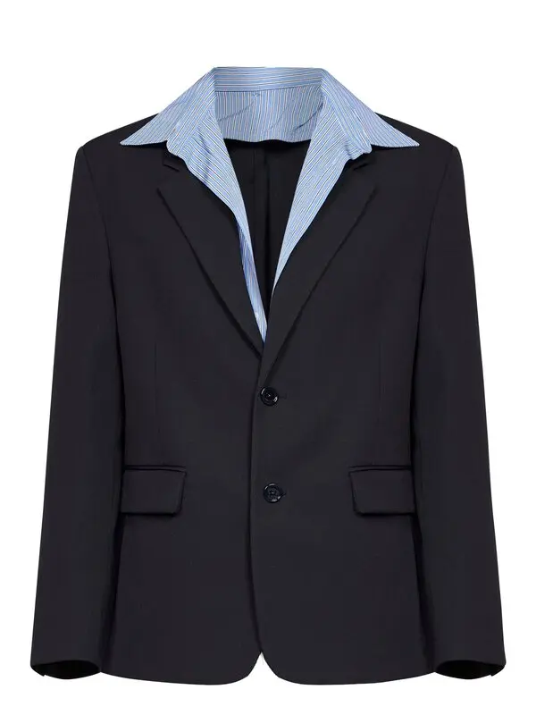 Balenciaga Dark Navy Wool Twill Hybrid Shirt Jacket - Multicolor