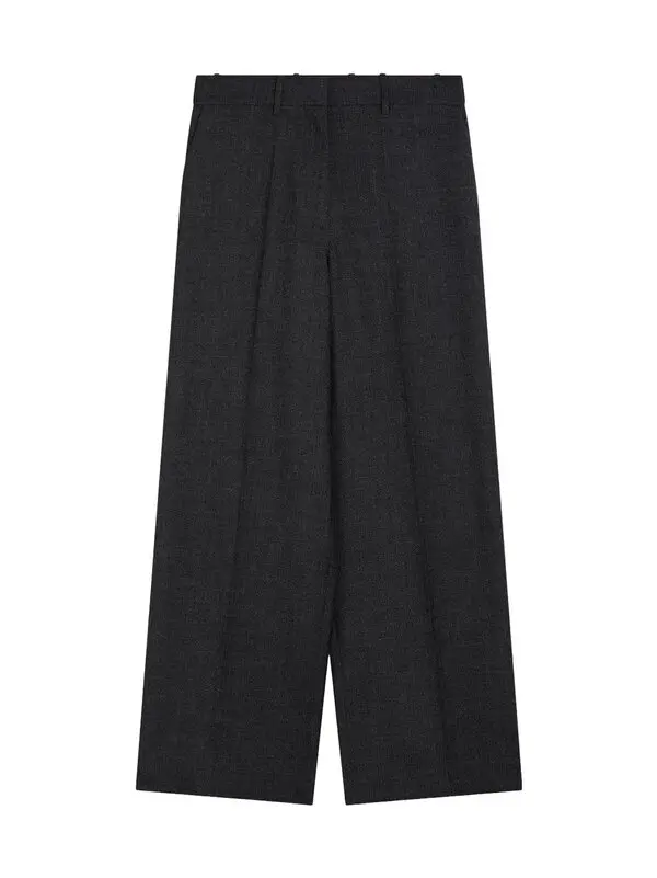 Givenchy Dark Grey Wool Wide Trousers - Gray