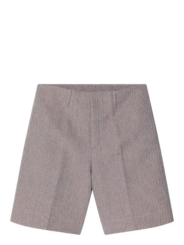 Fendi Beige Jacquard Bermuda Shorts With Topstitching - Green