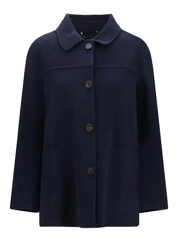 Max Mara Giugno Short Virgin Wool Coat - Blue