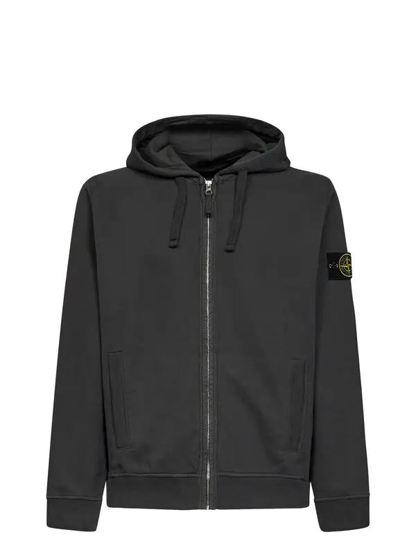 Stone Island Lead Grey Organic Cotton Zip-up Hoodie - Multicolor