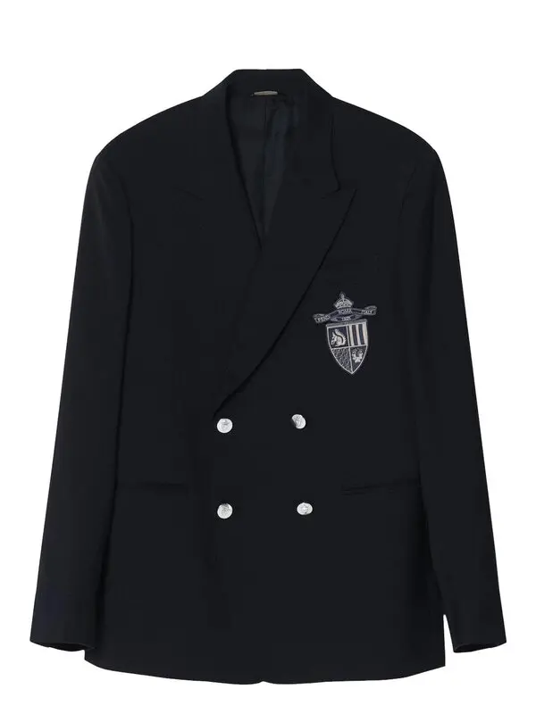 Fendi Double-breasted Jacket In Midnight Virgin Wool - Blue