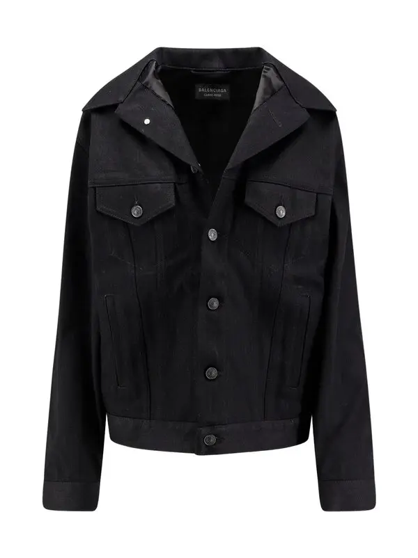 Balenciaga Standing Denim Jacket - Black