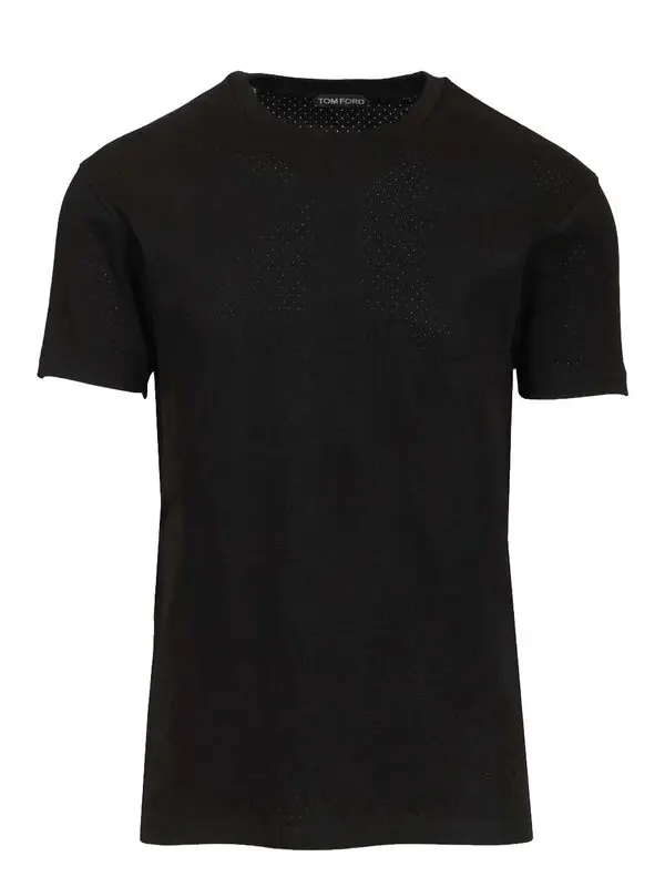 TOM FORD Perforated Ribbed T-shirt - Black