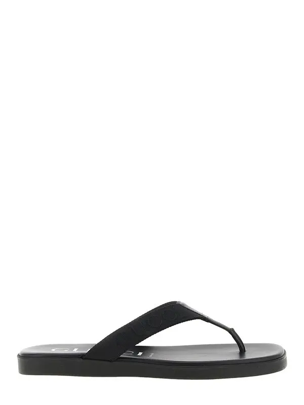 Gucci Jacquard Thong Sandals - Black
