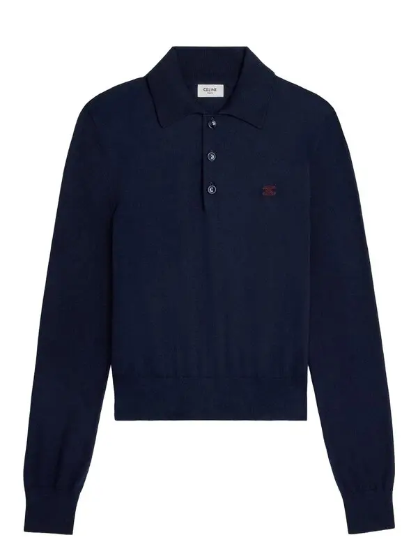 Celine Cotton Polo Sweater - Blue