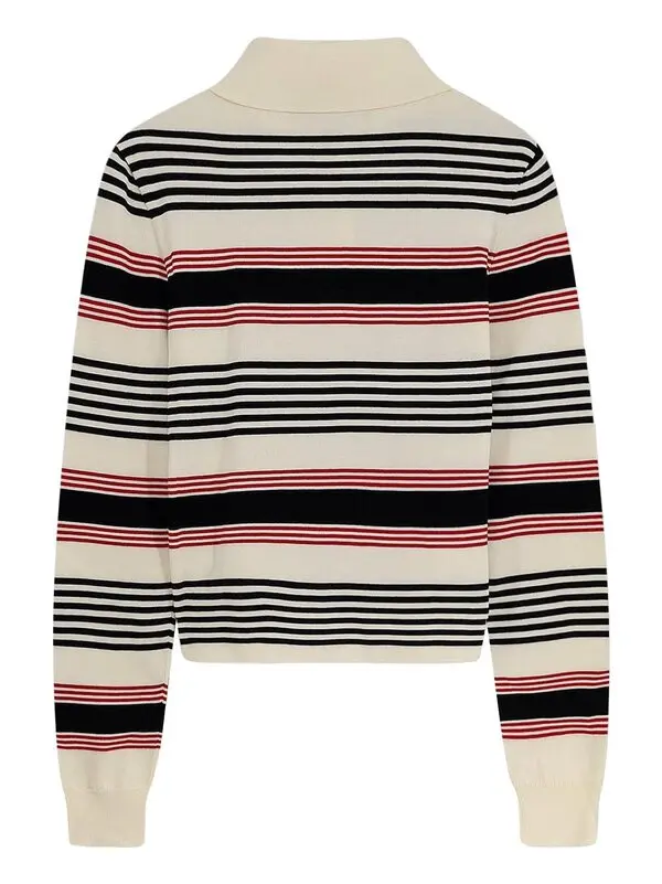 Celine Striped Cotton Polo Sweater - Multicolor