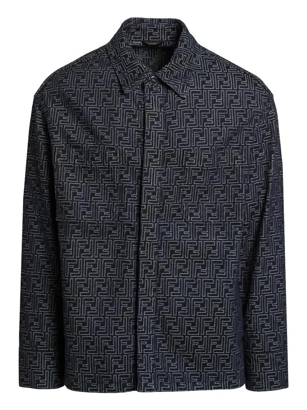 Fendi Indigo Jacket With Ff Jacquard - Blue
