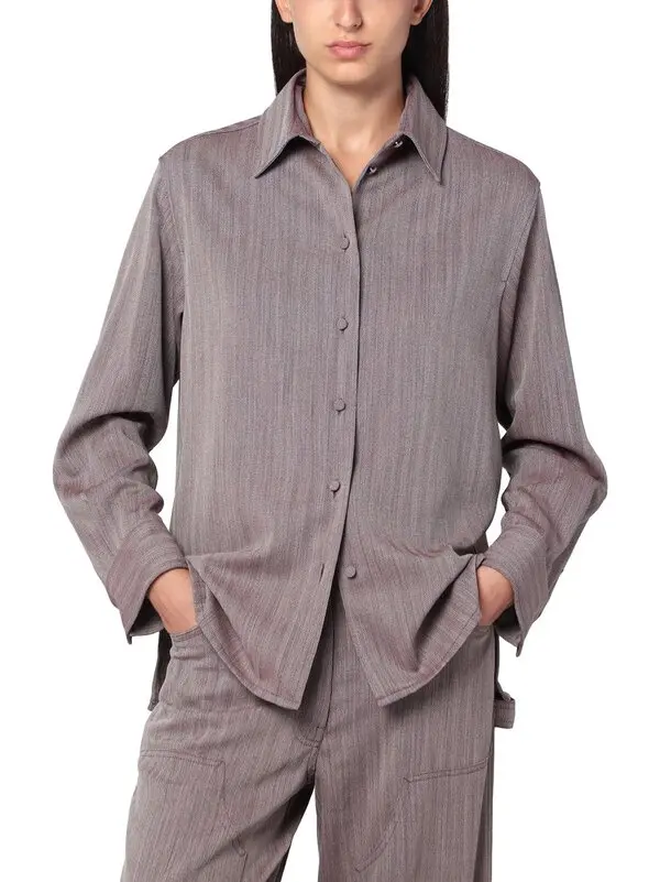 GOLDEN GOOSE Chevron Wool Blend Shirt - Brown