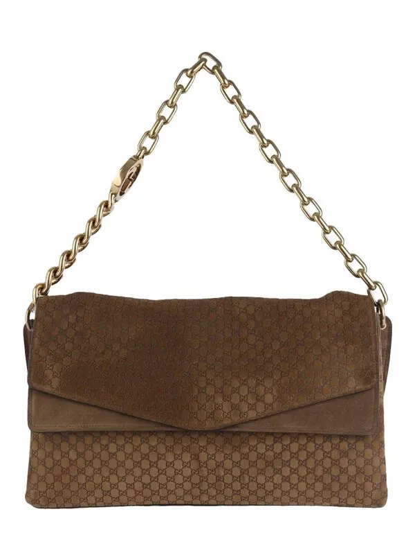 Gucci Interlocking G Suede Shoulder Bag - Brown