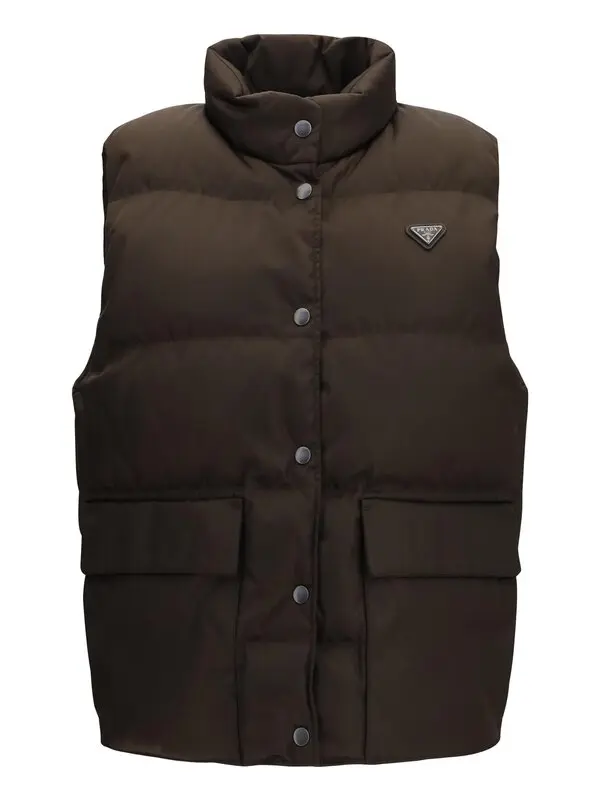 Prada Re-nylon Down Gilet - Brown