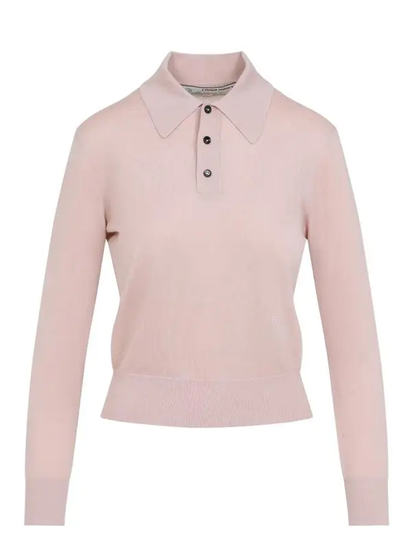 Bottega Veneta Long Sleeve Cashmere Polo Top - Multicolor