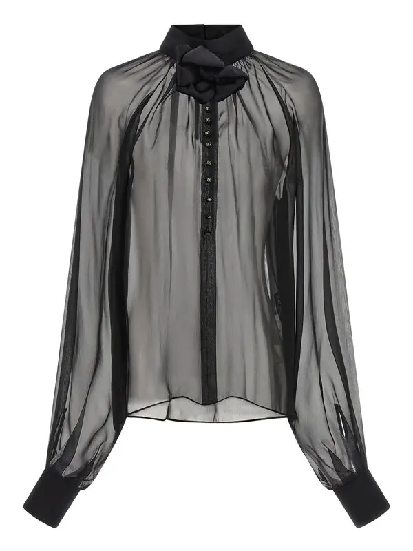 Dolce & Gabbana Silk Chiffon Blouse - Black