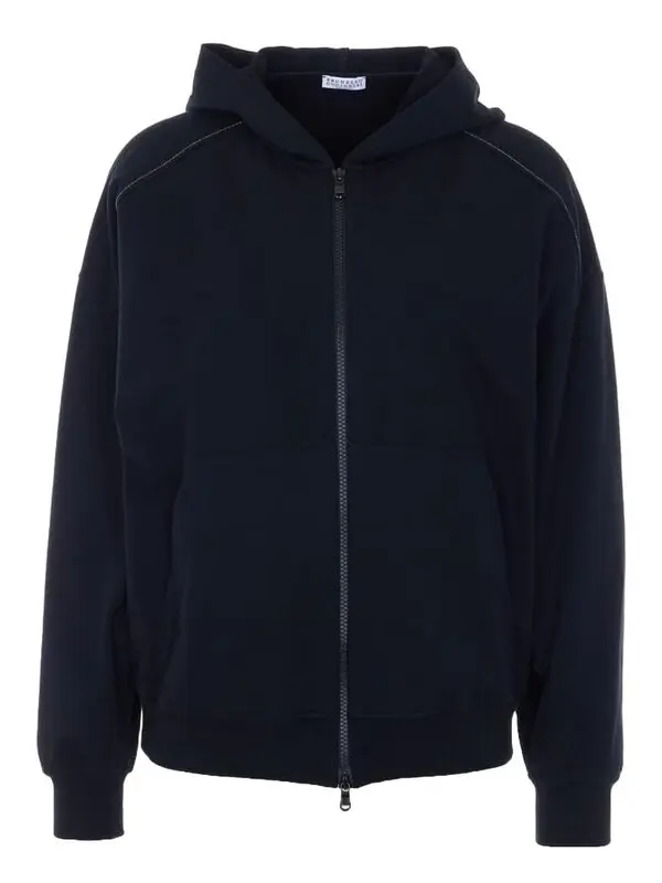 Brunello Cucinelli Track Jacket With Shiny Trims - Black
