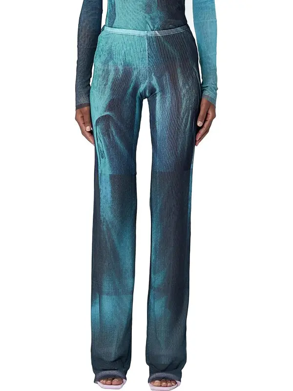 JEAN PAUL GAULTIER Water Print Mesh Pants - Blue