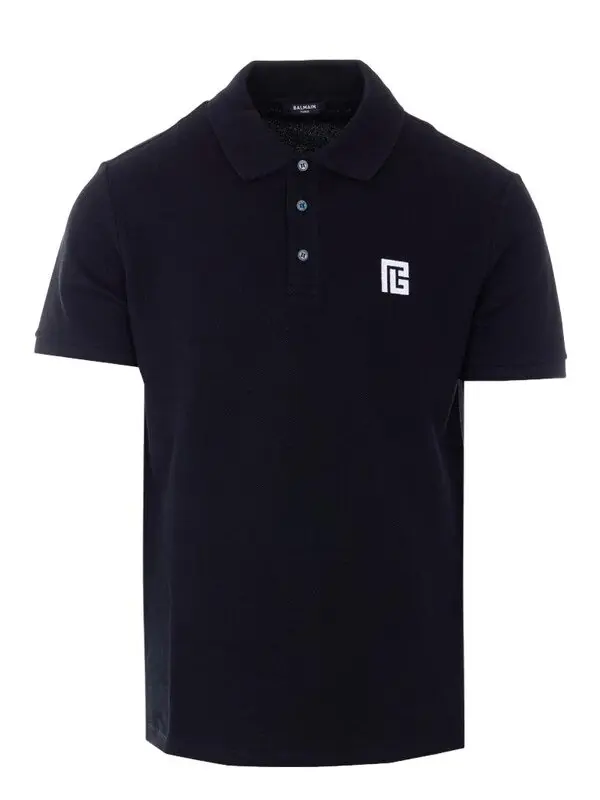Balmain Embroidered Pb Logo Polo - Black