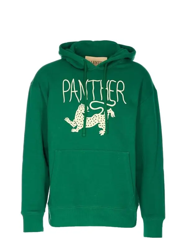 Valentino Garavani Panther Cotton Hoodie - Green