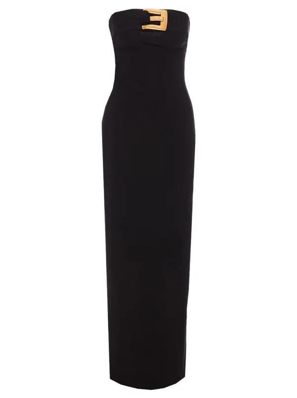Balmain Belted Bustier Long Dress - Black