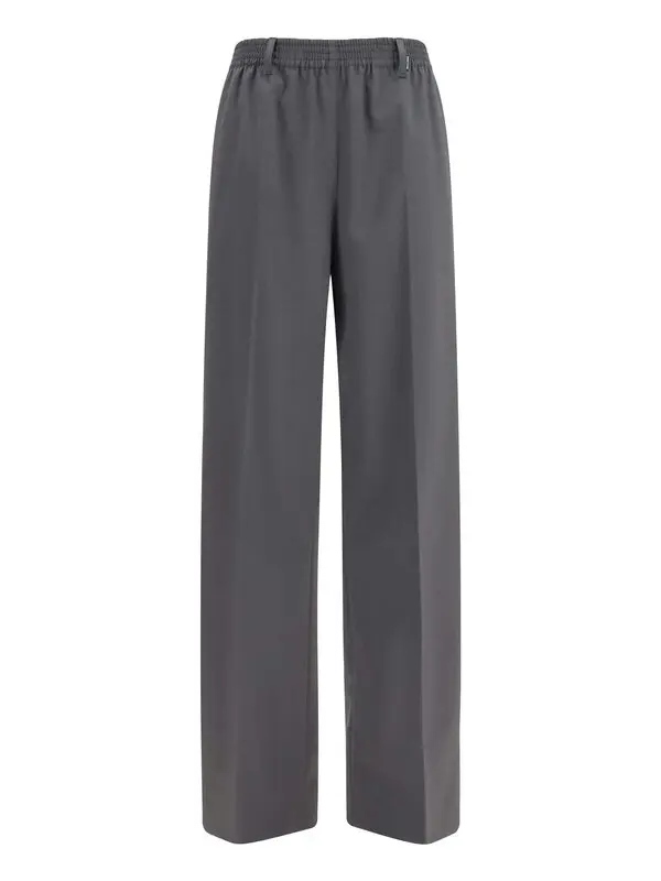 Miu Miu Elasticated Straight Leg Wool Pants - Gray