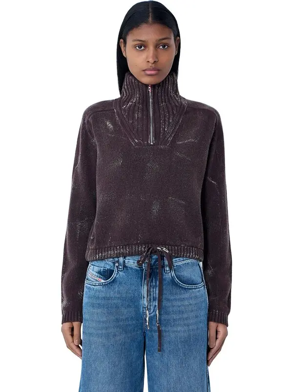 DIESEL® Wool Blend High-neck Sweater - Brown