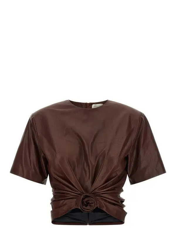 Magda Butrym Leather Short-sleeve Top - Brown