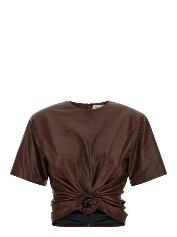 Magda Butrym Leather Short-sleeve Top - Brown