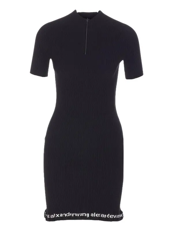 Alexander Wang Logo Half Zip Dress - Black