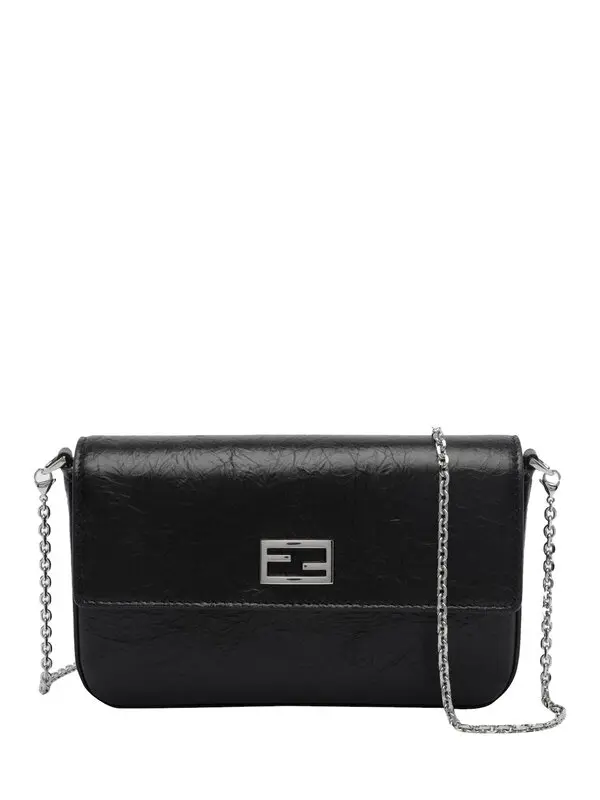 Fendi Wallet On Chain Tube With Ff Baguette Logo - Black