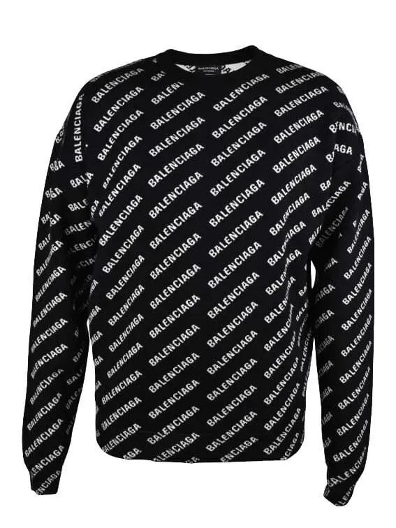 Balenciaga Monogram Print Sweater - Black